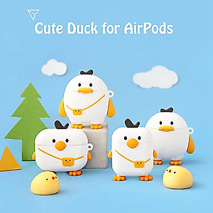 Compatible with AirPods Case, Silicone 3D Animal Cute Penguin Chicken Duck Reindeer Piggy Fun Cartoon Character Airpod Cover (AirPods Pro, Chicken with Bag)