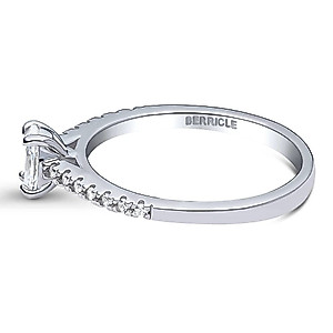 BERRICLE Sterling Silver Solitaire Wedding Engagement Rings 0.4 Carat Oval Cut Cubic Zirconia CZ Promise Ring for Women, Rhodium Plated Size 6