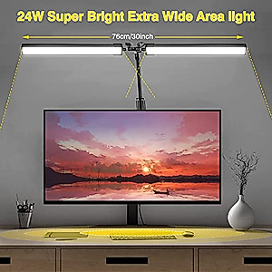 2-in-1 LED Desk Lamp, 24W Brightestwith Table Lamp with Clamp, Desk Light with Flexible Swing Arm,3 Color Modes Stepless Dimmable Double Head Architect Desk Lamps for Home Office Workbench Reading