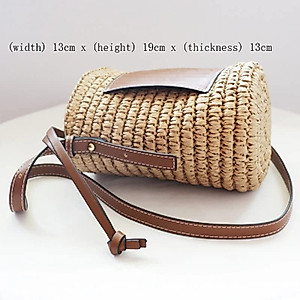 LIUZH Round Tote Round Barrel Woven Crossbody Bag Handbags Women Beach Bag Women