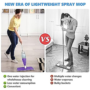 Spray Mops for Floor Cleaning Microfiber Floor Mop for Hardwood Floors Wet Dust Mop Flat Mop Floor Cleaner Mop with 4 Washable Pads 440 Ml Refillable Bottle for Wood Floor Tile Laminate Vinyl Kitchen