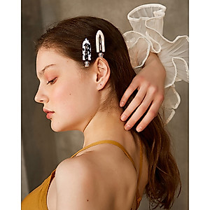 Magicsky 10PCS No Bend Hair Clips for Styling, Acrylic No Crease Curl Small Pin, Bang Barrette Tool for Makeup-Hairstyle Accessories for Women Girls, Leopard White Black