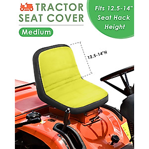 PACETAP Riding Lawn Mower Seat Cover, Durable Polyester Oxford Waterproof Seat Cover Compatible with John Deere, for Craftsman, for Cub Cadet, for Kubota,Universal Lawn Mower Seat Cover(Yellow,Medium)