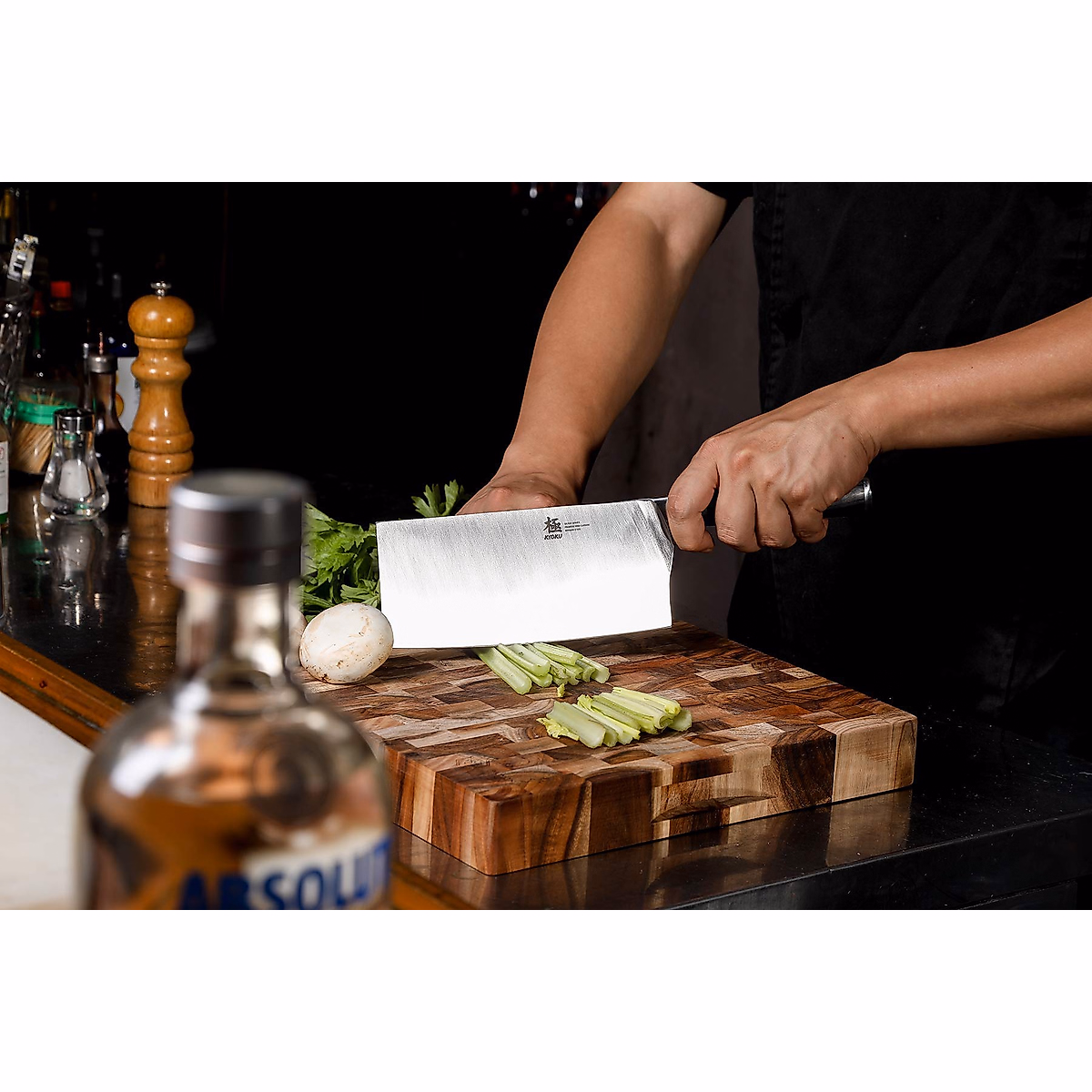 KYOKU Samurai Series 7" Nakiri Vegetable Knife + 7" Chinese Vegetable Cleaver - Full Tang - Japanese High Carbon Steel - Pakkawood Handle