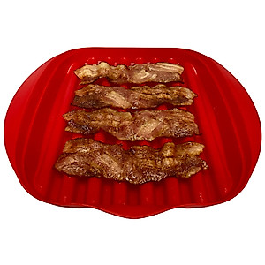 Kanpion Microwave Bacon Tray with Lid - Quick, Crispy Bacon in Minutes, BPA-Free, Easy to Clean, Microwave Bacon Cooker with Cover, Holds 4-5 Strips of Bacon, Healthier Breakfast Option