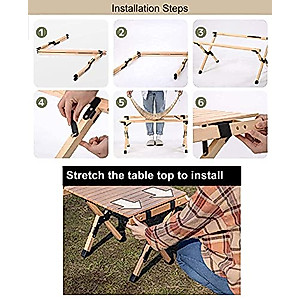 THRONKENGER Wood Camping Table Portable Picnic Table Foldable Outdoor Table for Picnic, Camping, Travel, Beach, Mountain, Patio, Garden BBQ