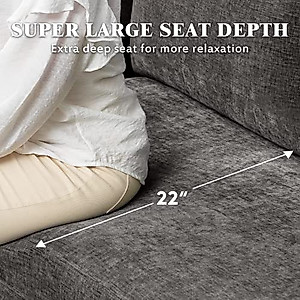 MELLCOM Modern U Shaped 6-seat Sectional Sofa Couch, Convertible Chenille Modular Sofa, Reversible Sleeper Couch with Chaise Lounge and Ottoman for Living Room, Grey