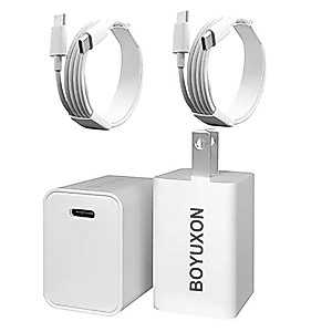 BOYUXON 2Pack Wall Charger Kits & USB C Power Adapters, 5V3A Phone Charger Fast Charging Output Up to 20W, USB C Charging Adapter with 3.2FT USB C to C Charging Cable, Super Fast Charging Block White