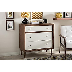 Baxton Studio FP-6782-Walnut/White chests-of-Drawers, Medium, White and Walnut