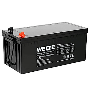 WEIZE AGM Group Size 4D Battery, 12 Volt 200Ah Deep Cycle Battery Perfect for RV, Caravan, Camping, Camper Trailers, Camper Vans, Motor-Homes, Marine, 4WDs & Off Grid Solar