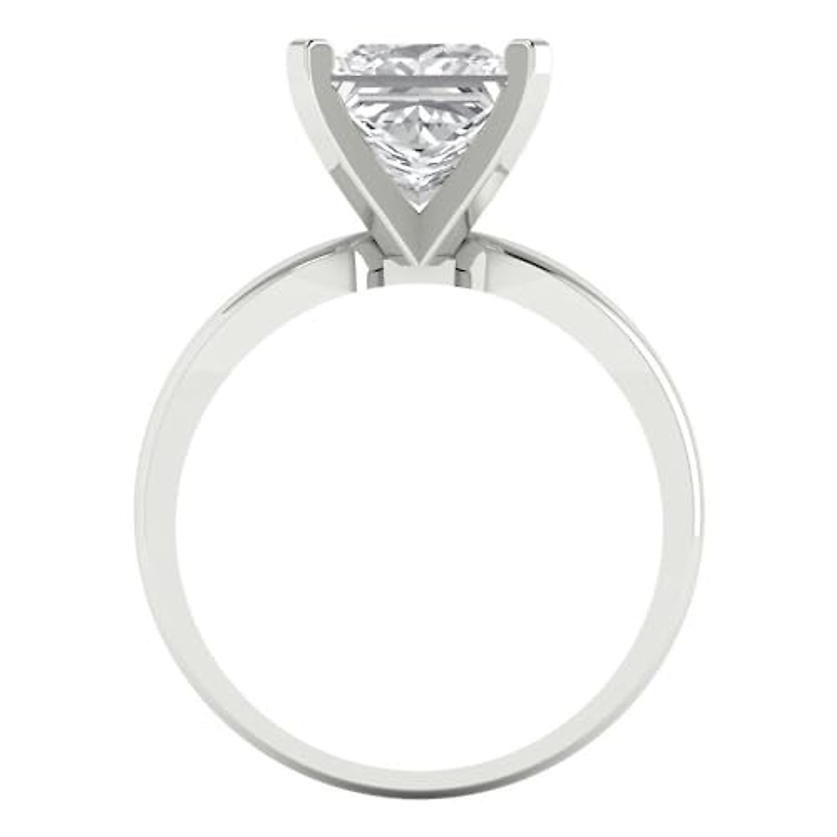 Clara Pucci 2.5 ct Princess Cut Genuine Lab Grown Diamond SI1-SI2 14K White Gold Solitaire Bridal Wedding Engagement Ring size 10