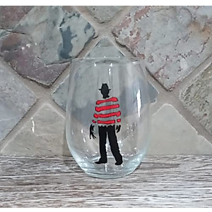 Freddy Krueger Silhouette Hand Painted Wine Glass/Nightmare on Elm Street