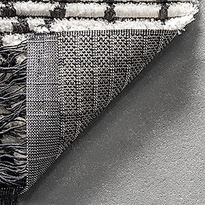 nuLOOM Tatiana Soft Shaggy Textured Modern Diamond Fringe Area Rug, 7' 10" x 10', Beige