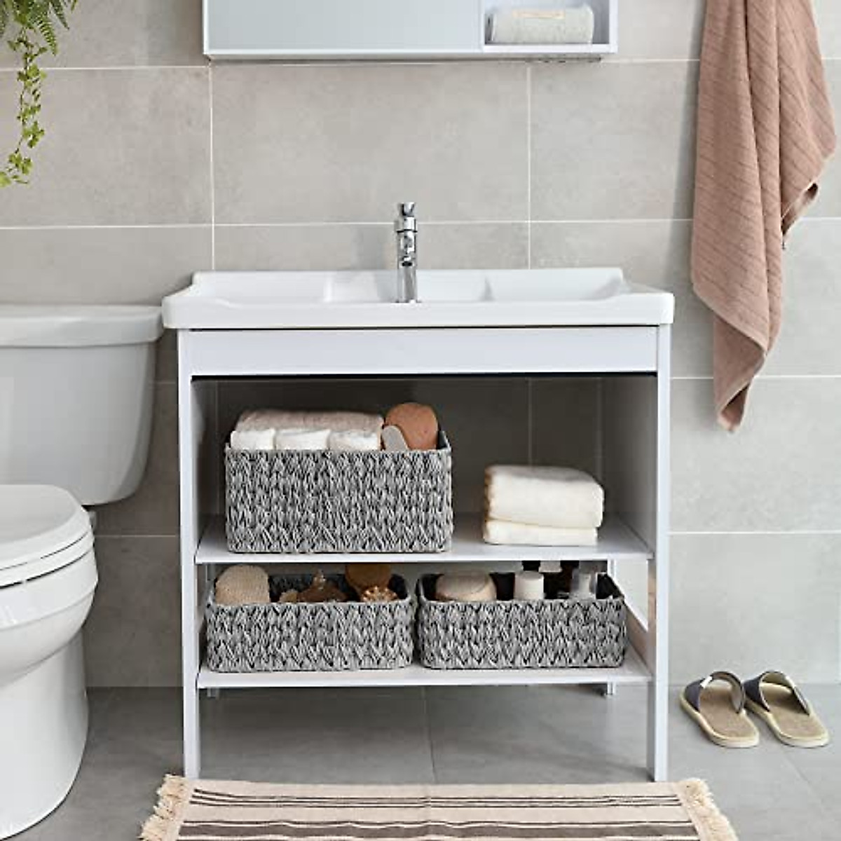 GRANNY SAYS Bundle of 1-Pack Hanging Organizer & 3-Pack Wicker Storage Baskets