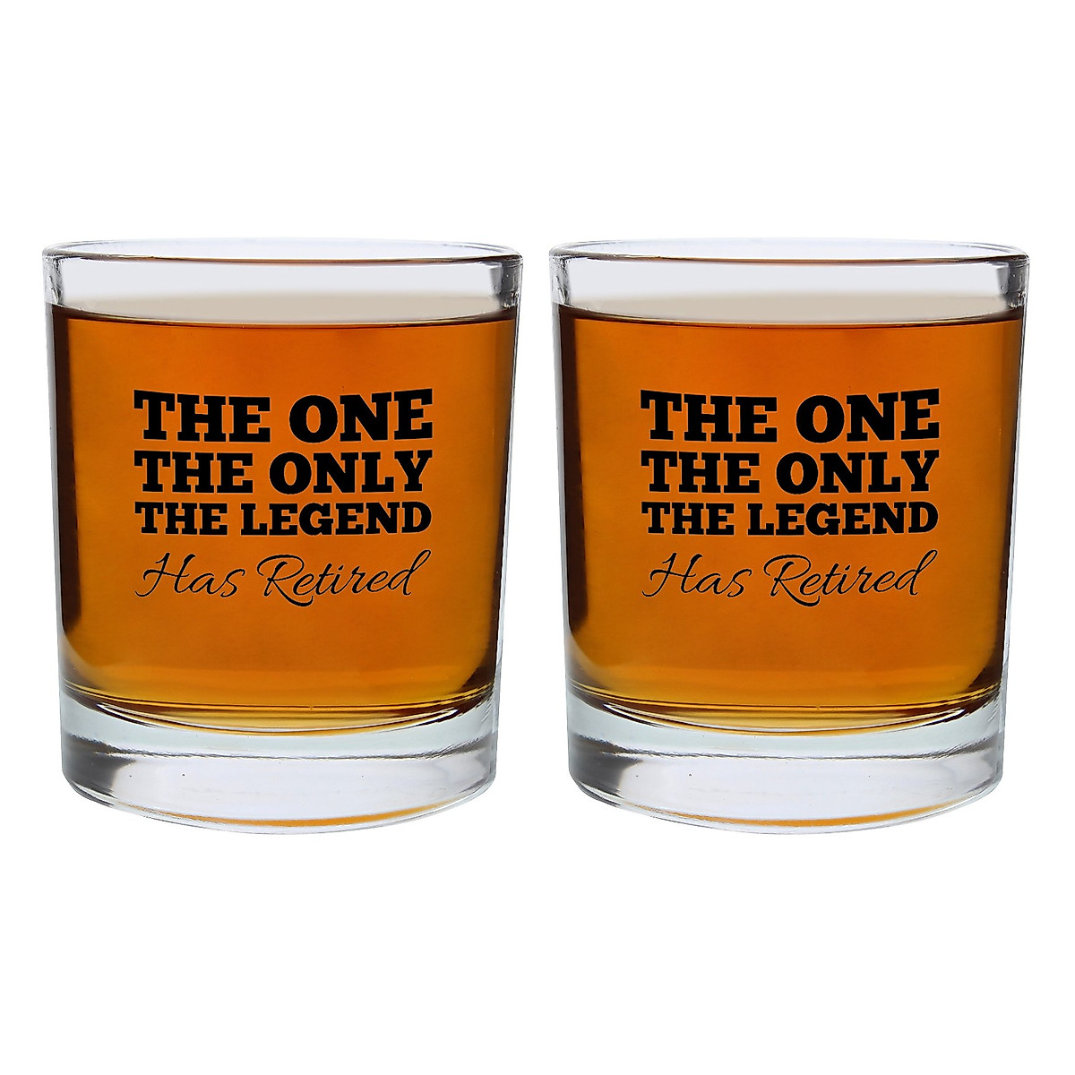 Retirement The One Only Legend Has Retired Lowball Glasses 2-Pack Round Lowball Tumbler Set Black