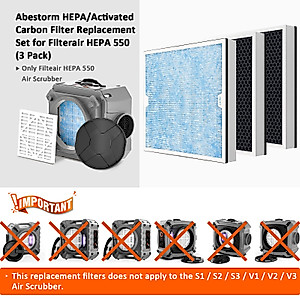 Abestorm HEPA/Activated Carbon Filter Replacement Set for Filterair HEPA 550 (3 Pack)