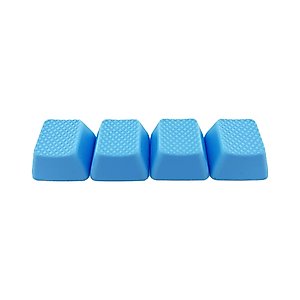 Big Chic Blank TPR Rubber Gaming Keycaps 4 Keys Set 1u for Cherry MX Mechanical Keyboards Compatible OEM (R3, Neon Blue)