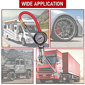 WYNNsky Tire Inflator with Tire Pressure Gauge, Extended Straight-on Air Chuck with 12 Inch Rubber Air Hose