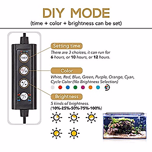 hygger 14W 24/7 Lighting Aquarium LED Light, Sunrise-Daylight-Moonlight Mode and DIY Mode, Adjustable Timer Adjustable Brightness Fish Tank Light with Extendable Bracket 7 Colors for Planted Tank