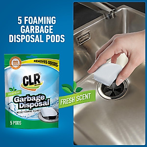 CLR Fresh & Clean Garbage Disposal, Fresh Scent Weekly Foaming Cleaning Pods, 5 Pods Total (Packaging May Vary)