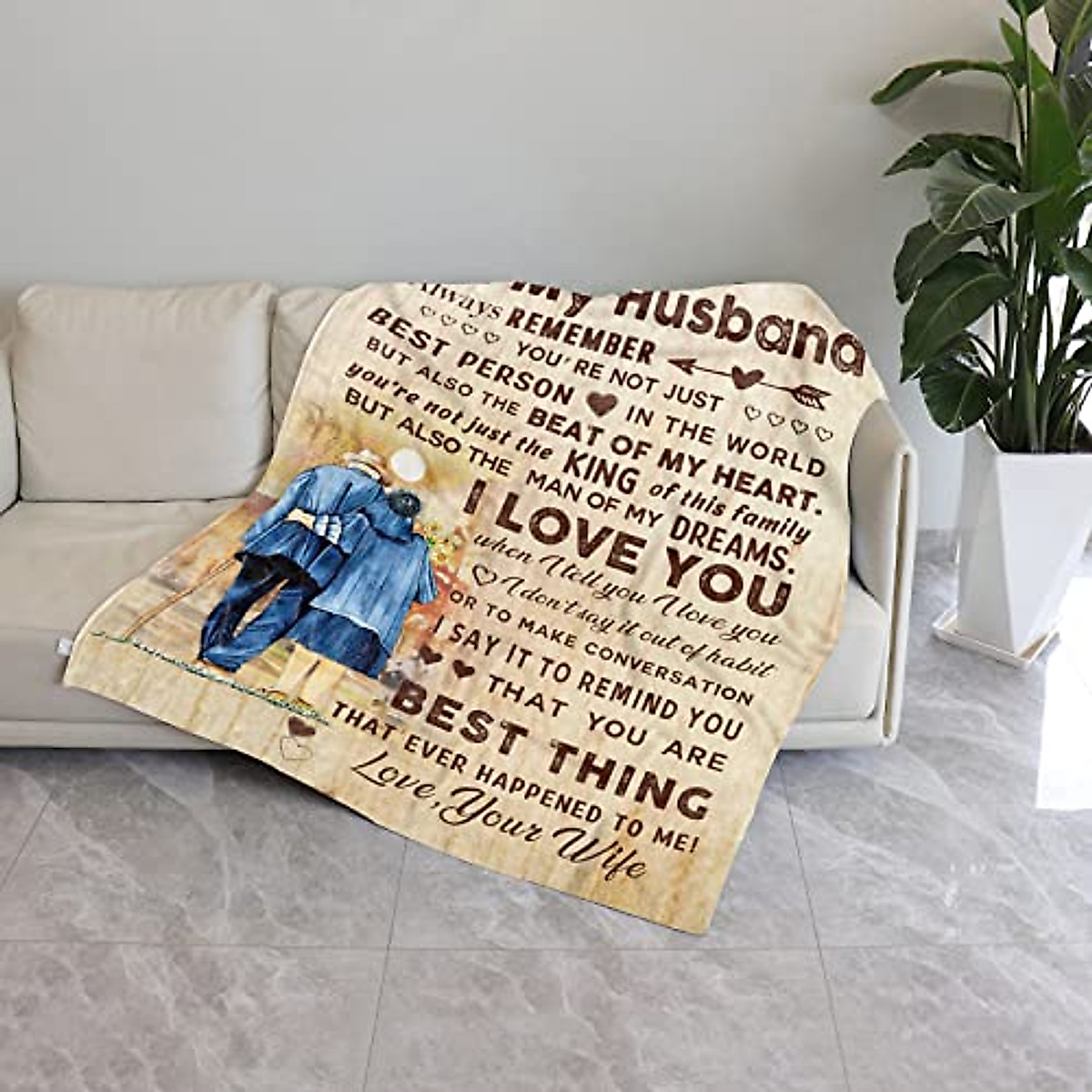 TURMTF Gifts for Husband, Fathers Day Birthday Gifts from Wife, to Husband Father's Day Birthday Gifts from Wife, for My Husband Blanket, Husband Mother's Day Blanket Gifts 55"X70"