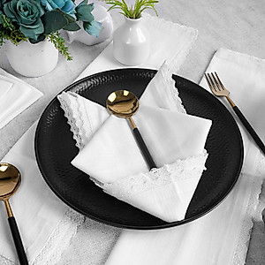 Napkins Oversized Dinner Table in 100% Cotton 12 Pack 20x20 Inch, Mitered Corners for Every Day Use Hotel,Wedding,Parties,Good Absorbency White