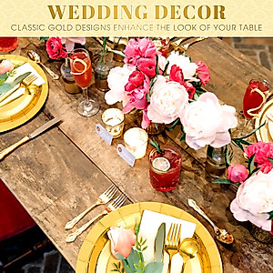 Patelai 120 Pcs Wedding Disposable Charger Plates Bulk 13 Inch Charger Dinner Plate Paper Cardboard Charger Service Plates Round Dinner Charger for Bridal Party Baby Shower Table Setting (Gold)