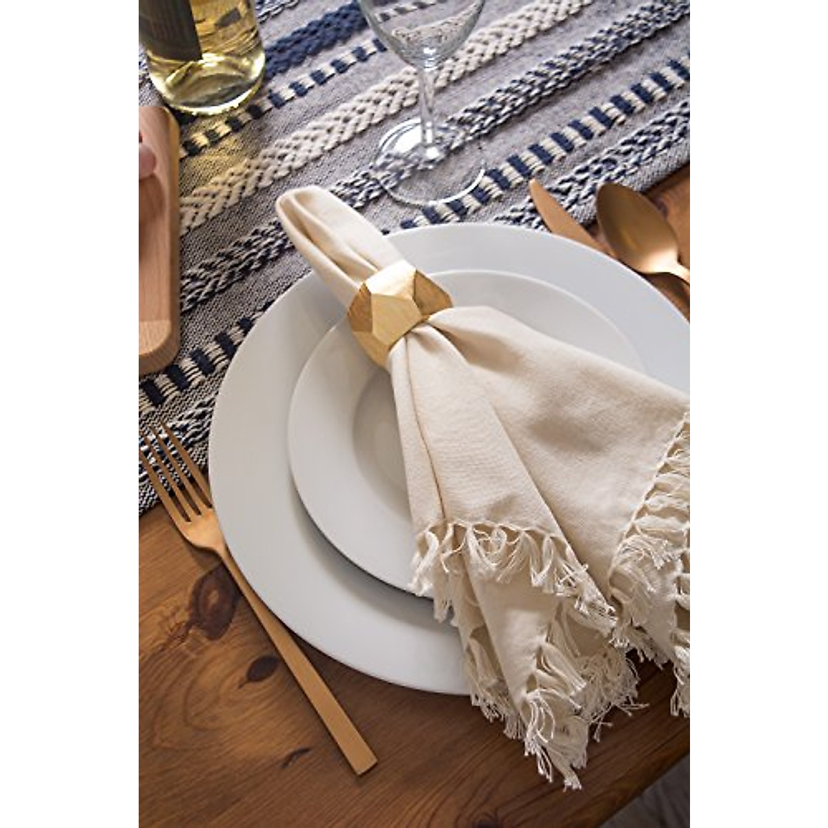 DII Farmhouse Braided Stripe Table Runner Collection, 15x108, Navy Blue
