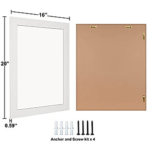 Ruomeng Rectangular Wall Mirror 16" x 20" for Bathroom, Bedroom, Entryway, Living Room, White