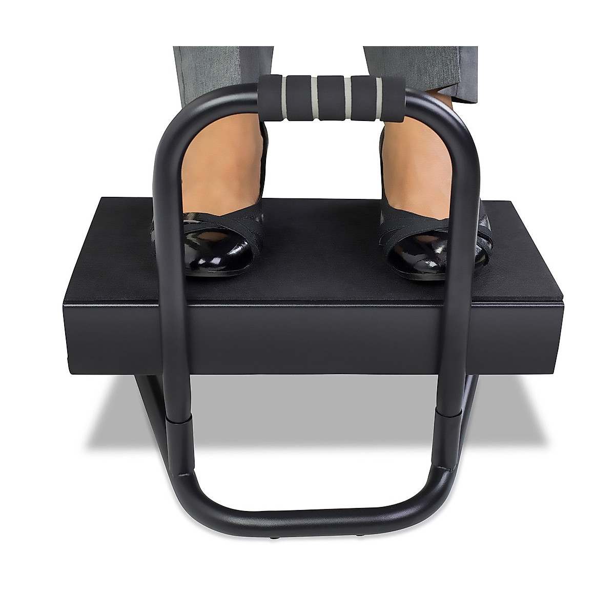 Mount-It! Height Adjustable Foot Rest for Standing and Sitting, Freestanding Under The Desk Footrest with Handle and Six Height Settings, Anti-Slip Padded Surface,Black