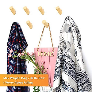 ForTomorrow WaaWee 8 Pack Wood Wall Hooks, Natural Wooden Coat Hooks with Pegs for Hanging Coats,Towels, Hats, Plants(2.32 Inch)