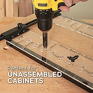 EZ Align Premium Shelf Pin Drilling Jig With 1/4" And 5mm Self Centering Drill Bits, Dual Sided Shelf Pin Jig for Easy Alignment On Both Sides Of The Shelf