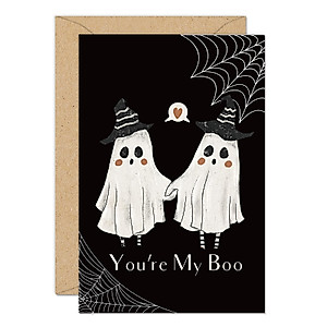 Whaline 24 Pack Halloween Greeting Cards with Envelopes Stickers Ghost You're My Boo Funny Cards Blank Thank You Note Cards for Birthday Anniversary Valentine's Day