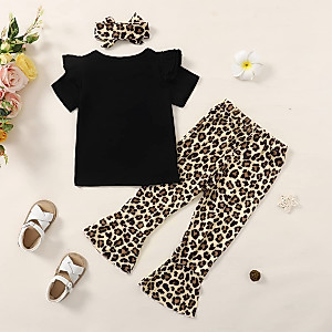 Baby Girl 2nd Birthday Outfit Girl 2 Year Old Birthday Outfit Toddler Leopard Clothes (Leopard,2T)