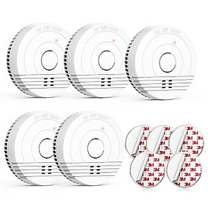 Jemay Smoke Detector Fire Alarm Battery Powered, Smoke Alarm with Advanced Photoelectric Technology, Smoke Detectors with LED Indicator & Silence Button. Fire Safety for Home and Bedroom, 5 Pack