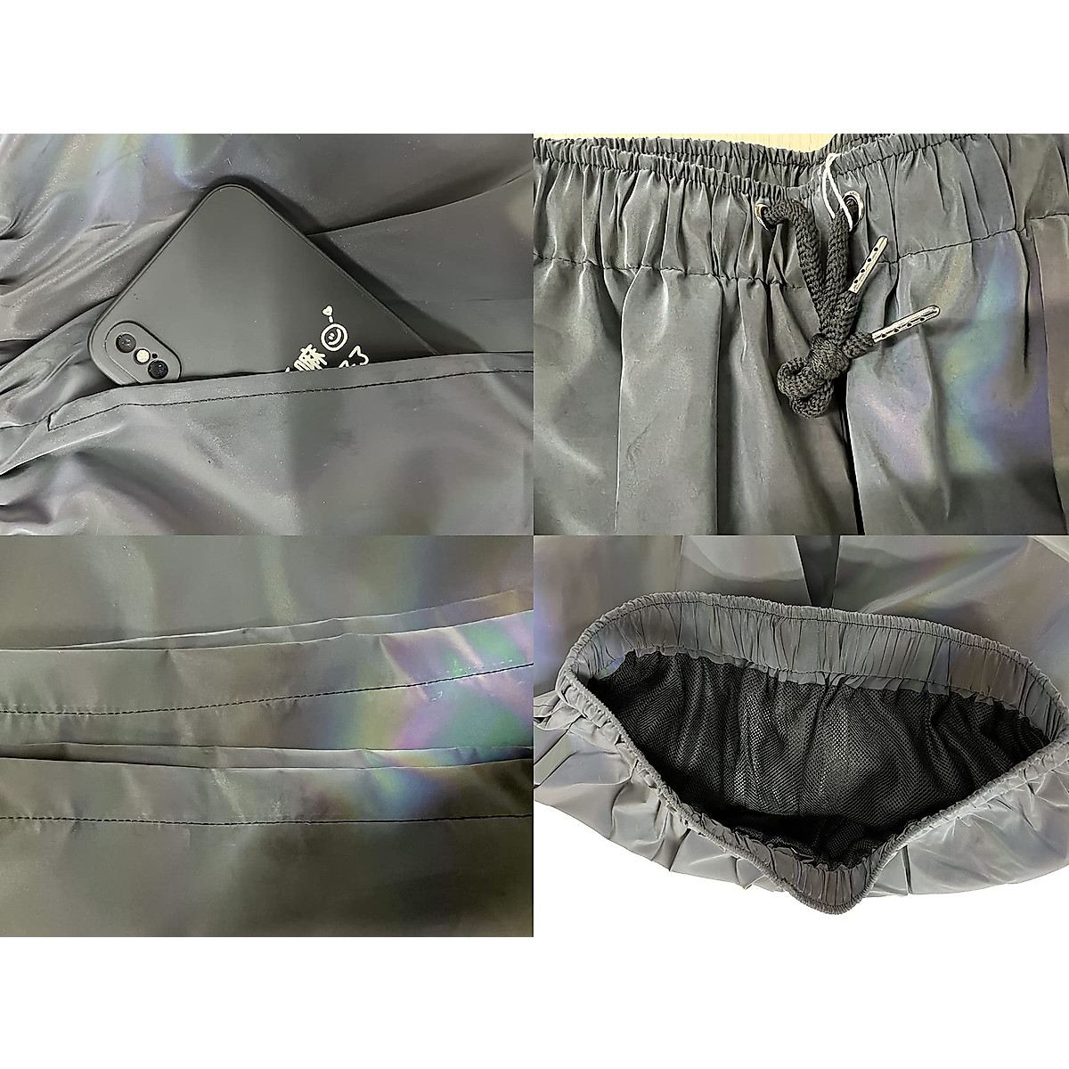 LZLRUN Rainbow Reflective Shorts Pants Men Fluorescent Trousers Casual Night Jogger (XL, Shorts)