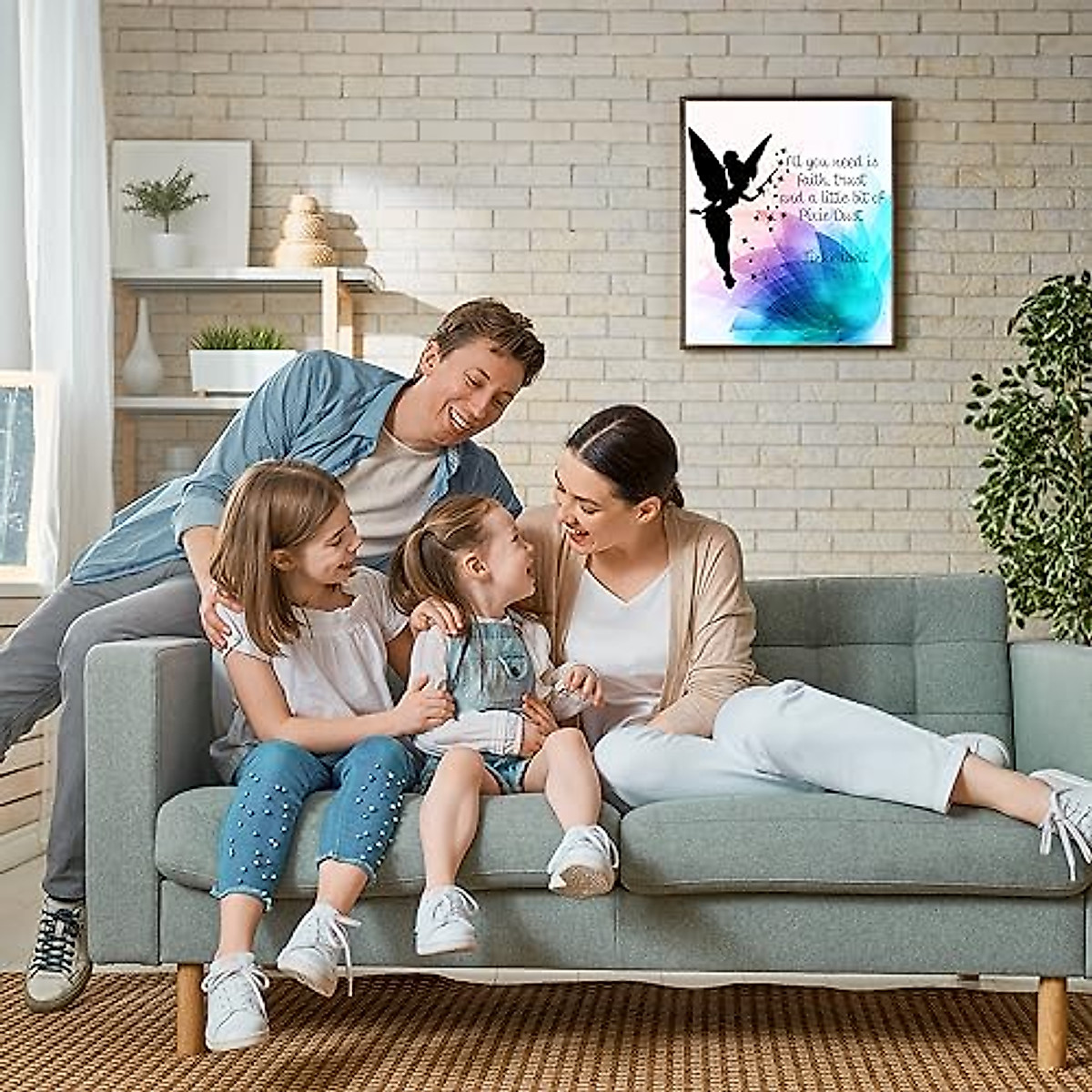 Tinkerbell Quotes- Faith, Trust & Pixie Dust- Inspirational Typographic Wall Art with Fairy Tale Print, Peter Pan Themed Wall Art Print For Home Decor, Bedroom Decor & Nursery Decor. Unframed - 8x10”