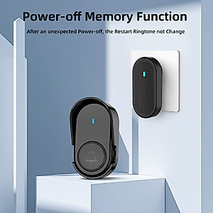 Smart Wireless doorbell IP65 waterproof 320M range door bells 38 Songs Chime door ring Elderly pager (Black)