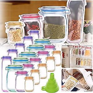 2023New Reusable Mason Bottle Ziplock Bags,Reusable Mason Jar Ziplock Bags,Mason Jar Bottle Bags,Reusable Mason Bottle Ziplock Bags Set Of 10/20/40/80 (20PCS)
