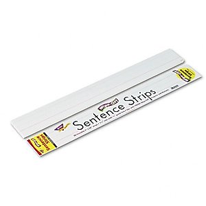 Trend : Wipe-Off Sentence Strips, 24 x 3, White, 30/Pack -:- Sold as 1 PK