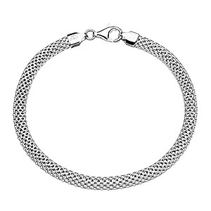 Miabella 925 Sterling Silver Italian 5mm Mesh Link Chain Bracelet for Women, Made in Italy (7.5 Inches)