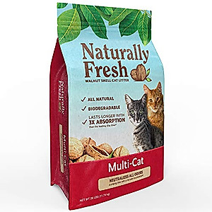 Naturally Fresh Cat Litter - Walnut-Based Quick-Clumping Kitty Litter, Unscented, Multi Cat, 26 lb