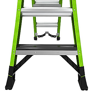 Little Giant Ladders, King Kombo 2.0 XT, Industrial, M6, 6 Ft. A Frame, 10 Ft. Extension, Fiberglass, Type 1AA, 375 lbs Weight Rating, (13936-071), Hi-viz Green