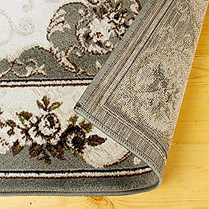 SUPERIOR Traditional Oriental Floral Polypropylene Indoor Area Rug or Runner with Jute Backing, 2'7" x 8', Beige