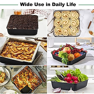 TeamFar Square Baking Pan, 8 inch Coated Square Cake Brownie Lasagna Pan with Stainless Steel Core & Non Stick Coating, for Baking Roasting Serving, Non-Toxic & Oven Safe, One Piece Design & Deep Wall