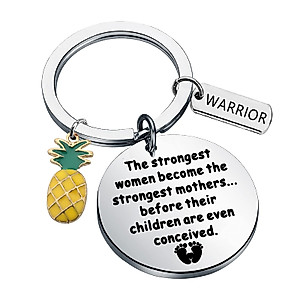 FUSTMW IVF Mom Gifts IVF Pineapple Keychain IVF Infertility Warrior Jewelry Infertility Awareness Support The Strongest Women Become The Strongest Mothers (silver)