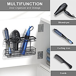 Hair Dryer Holder, Hair Tool Organizer, Bathroom Cabinet Door / Wall Mount Blow Dryer & Styling Tools Organizer Storage Basket for Flat Iron,Curling Wand,Hair Straightener Brushes,Under Sink Organizer
