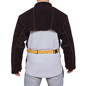 ANTAITHER Split Cowhide Leather Welding Cape Sleeve with Removable 20" Apron - Black, Heat and Flame Resistant (M)