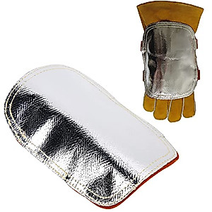 Dioche High Temperature Hand Guard Shield, Anti High Heat Transfer Flow Hand Guard Gloves Heat Shield Split Leather Leather Aluminized Back Weld Hand Pad