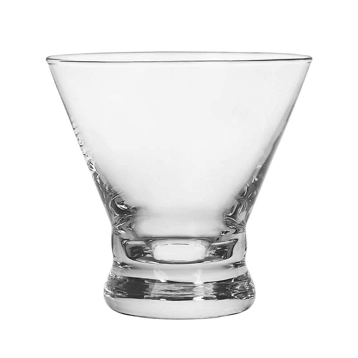 BTGLLAS Set of 12 Martini Glasses - 8-Ounce Cinched Design Cocktail Glasses with Heavy Base, Stemless Construction for Stability - Sturdy and Elegant Bar Glasses (Glass, Clear12Pcs)
